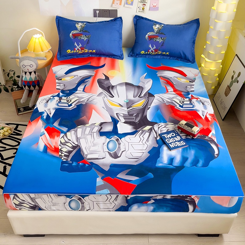 🚀Ultraman Printed Fitted Bedsheet with Rubber Single/Super Single/Queen ...