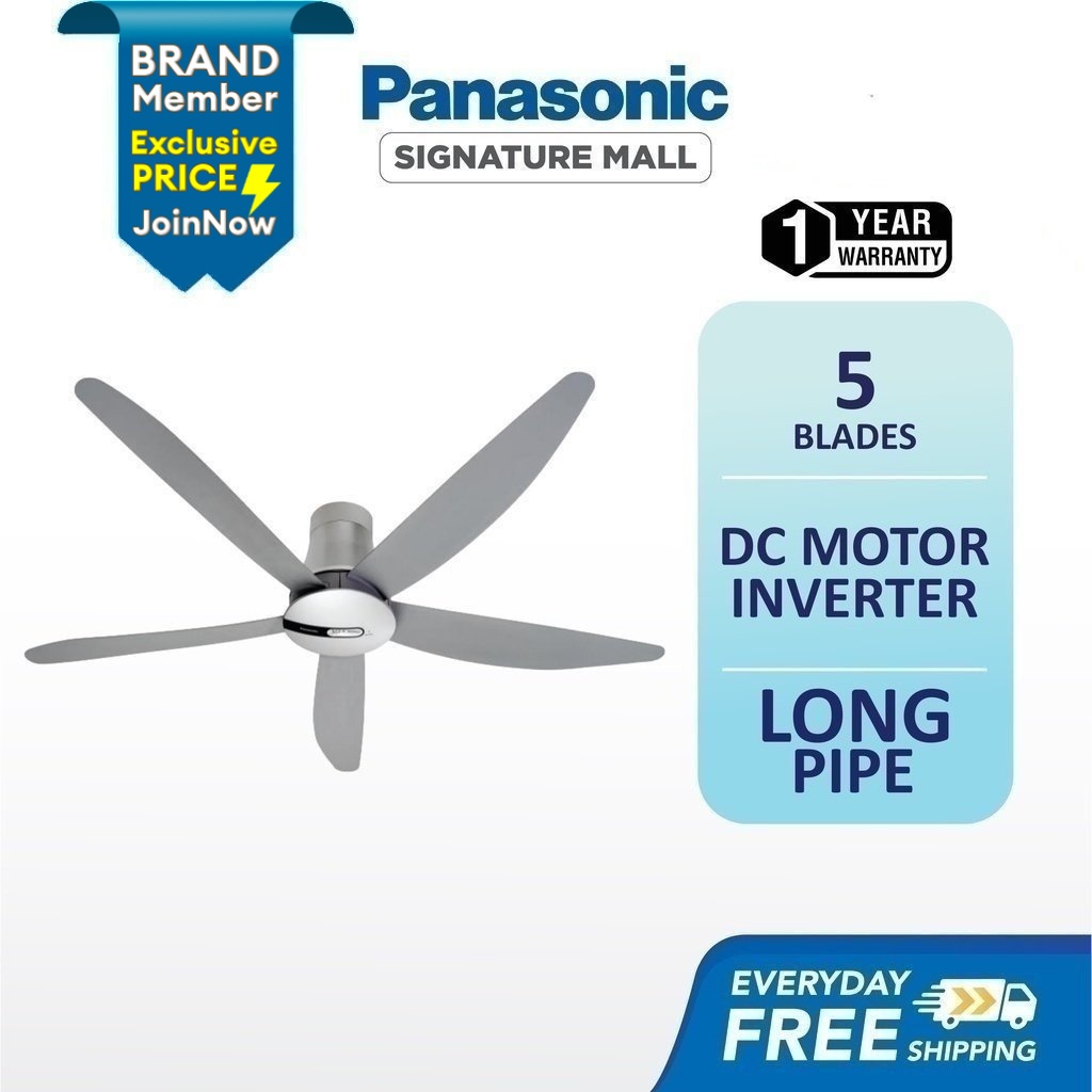 PANASONIC 60 Inch Econavi Ceiling Fan F-M15H5 5 Blades Long Yuragi LCD ...