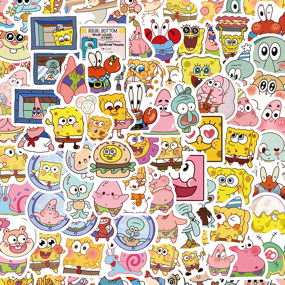 95PCS Anime SpongeBob SquarePants Cute MeMe Graffiti Stickers For ...