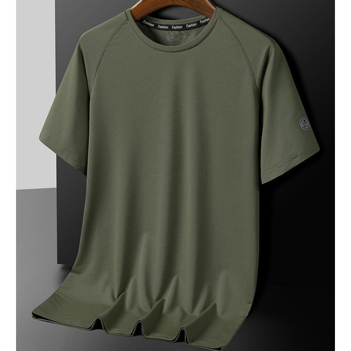 SIZE L-8XL 【Ready Stock】 Ice silk fabric Men Round Neck Short Sleeve T ...