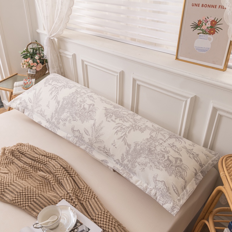 1 Pc Long Double Pillowcase Washed Cotton And Linen Fluffy And ...