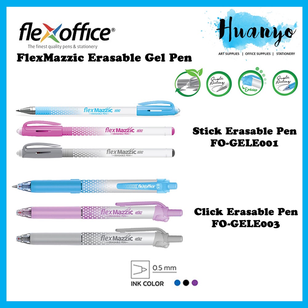FlexOffice FlexMazzic Stick / Click Erasable Gel Pen 0.5MM (Black/Blue ...