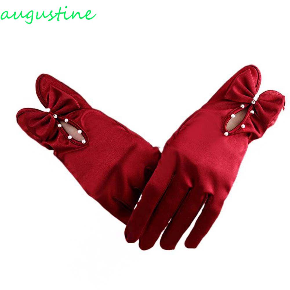 AUGUSTINE Wedding Bridal Gloves Women Korean Red Bridal Prom Dinner ...
