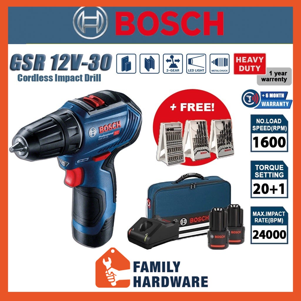 BOSCH GSR 12V-30 Professional Brushless Cordless Drill / Driver GBA 2 ...