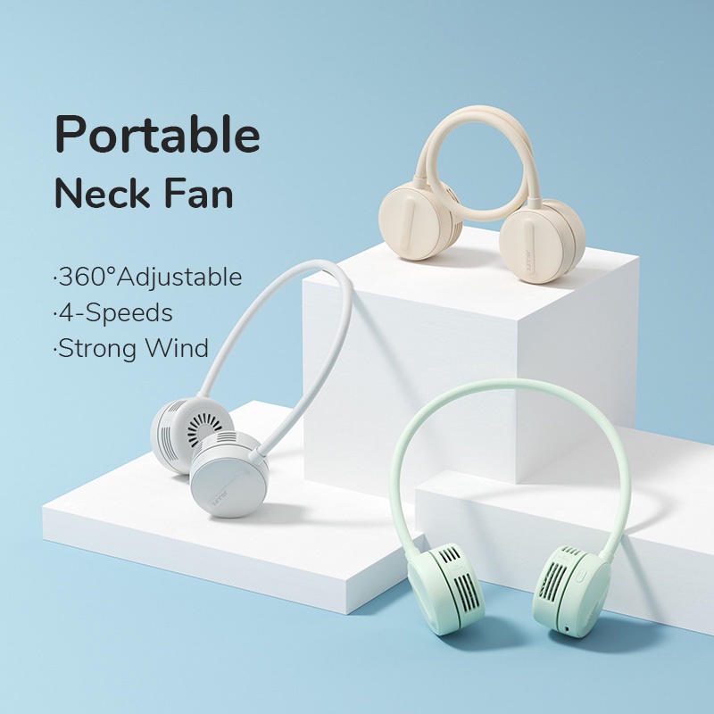 kipas mini Hanging Neck Portable Small Leaf less Electric Fan Mini Lazy ...