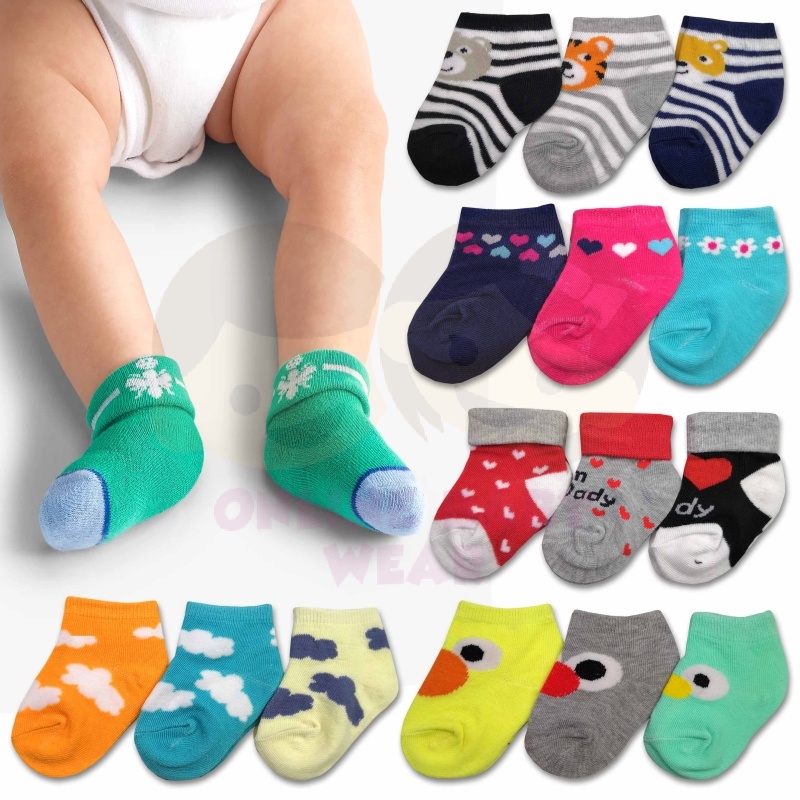 (3 Pairs) Assorted Baby Socks Boy and Girl / Stokin Bayi Lelaki dan ...