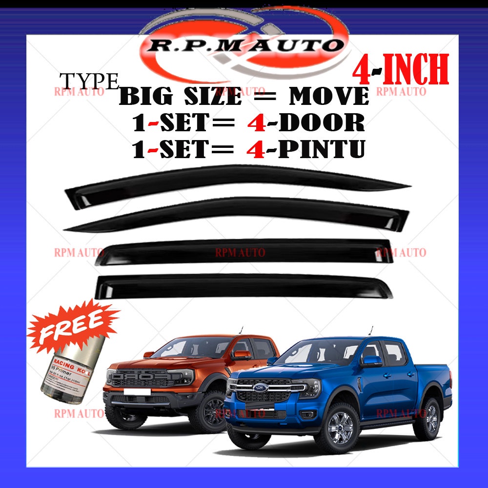 (4 PCS) Air Press RANGER Window Tingkap kereta Door Visor Mugen move ...