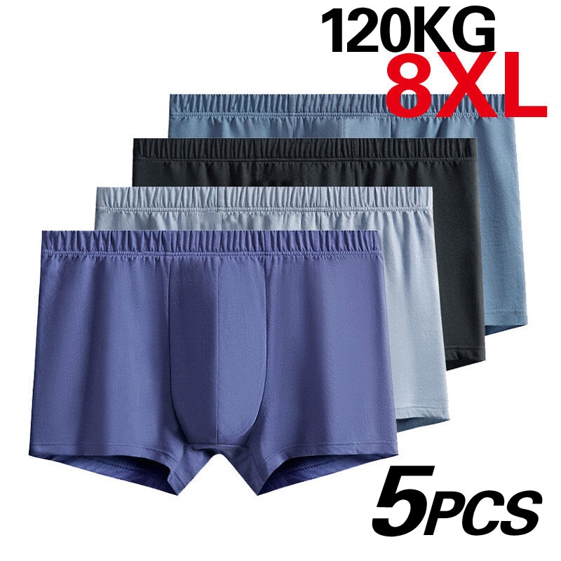 5PCS/set Cotton Underwear Men's Boxer 8XL 150KG Shorts Middle-aged Elderly Shorts Large Plus ...