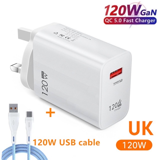 120W USB Charger Fast Charging QC 5.0 USB C Cable Type C Cable Mobile ...