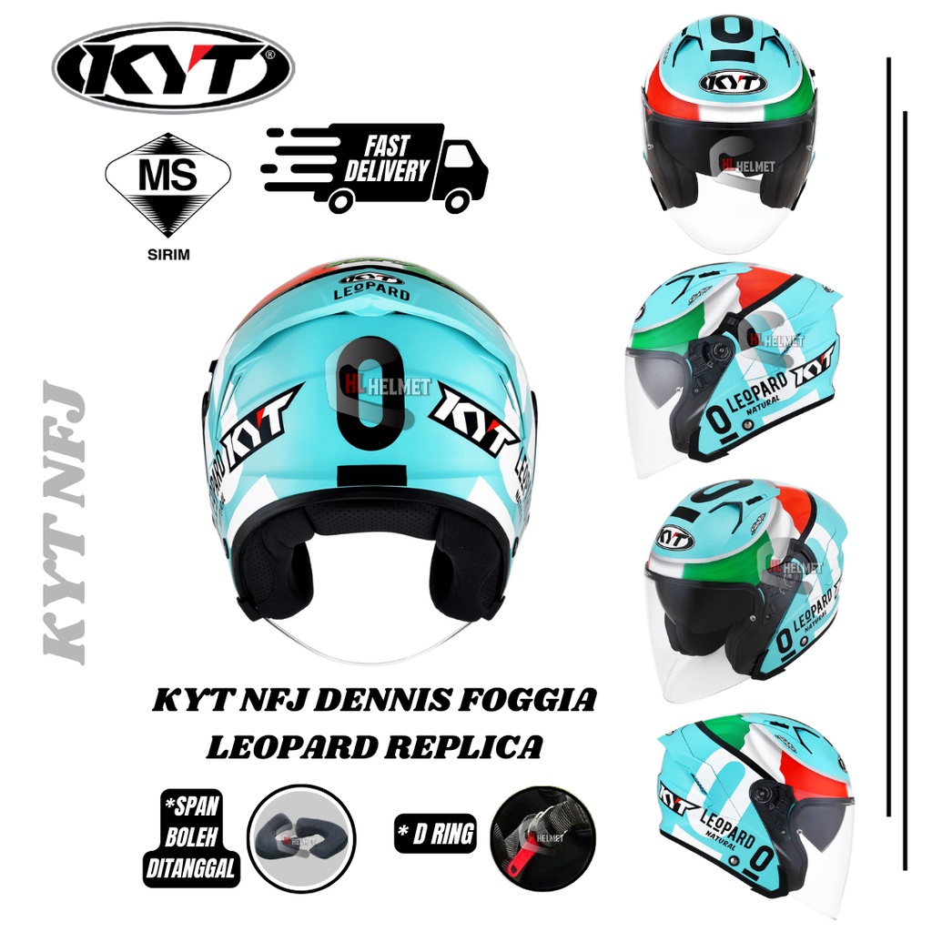 KYT NFJ HELMET DOUBLE VISOR ( KYT HELMET NFJ DENNIS FOGGIA LEOPARD ...