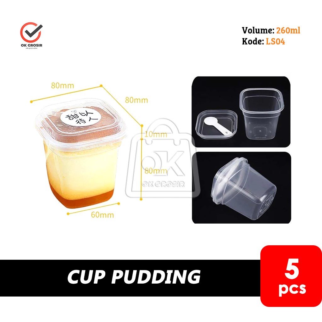 Plastic Pudding Cup/Transparent Box Pudding (1 pack Contains 5pcs ...
