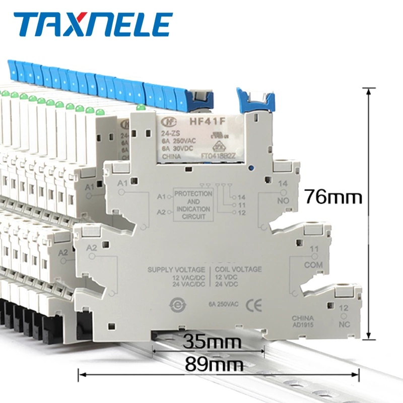 Relay HF41F 24-ZS 12-ZS 5V 12V 24V 6A Relay Screwless Socket with LED ...