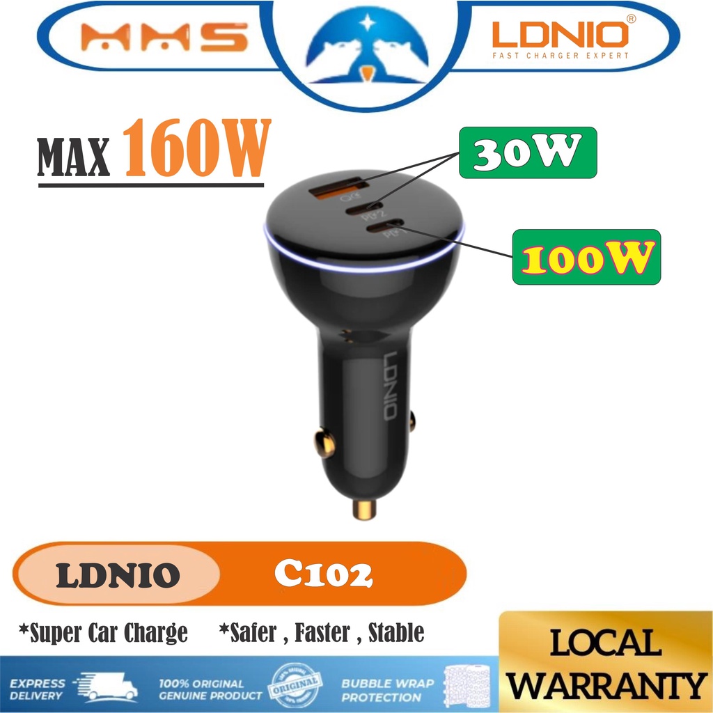 LDNIO Super Car Charger MAX 160W Type C Output 100W USB Output 30W ...