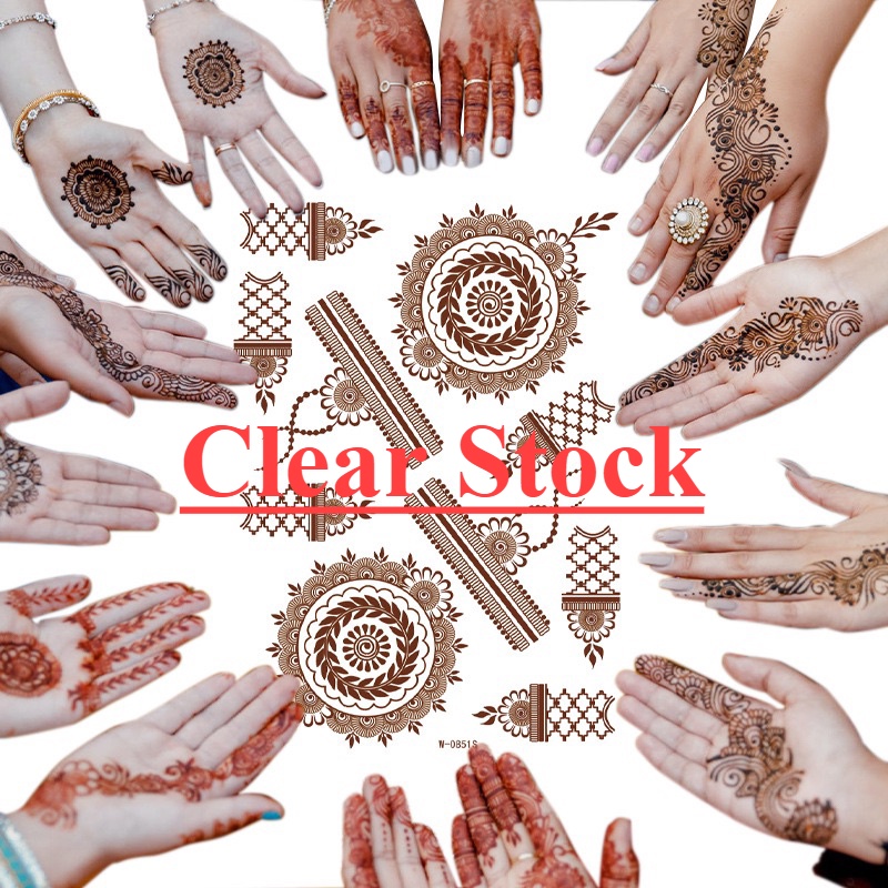 【Clear Stock】Henna Instant Dark Red Sticker Inai Pengantin Sticker Lace ...