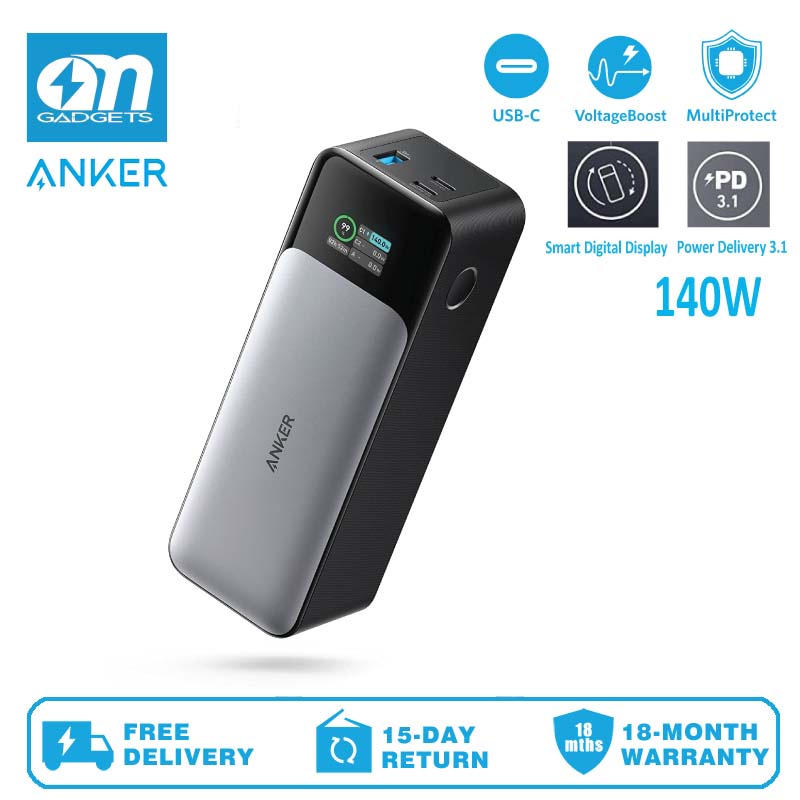 Anker A1289 PowerCore 737 Power Bank, 24,000mAh 3-Port Portable Charger with 140W Output, Smart ...