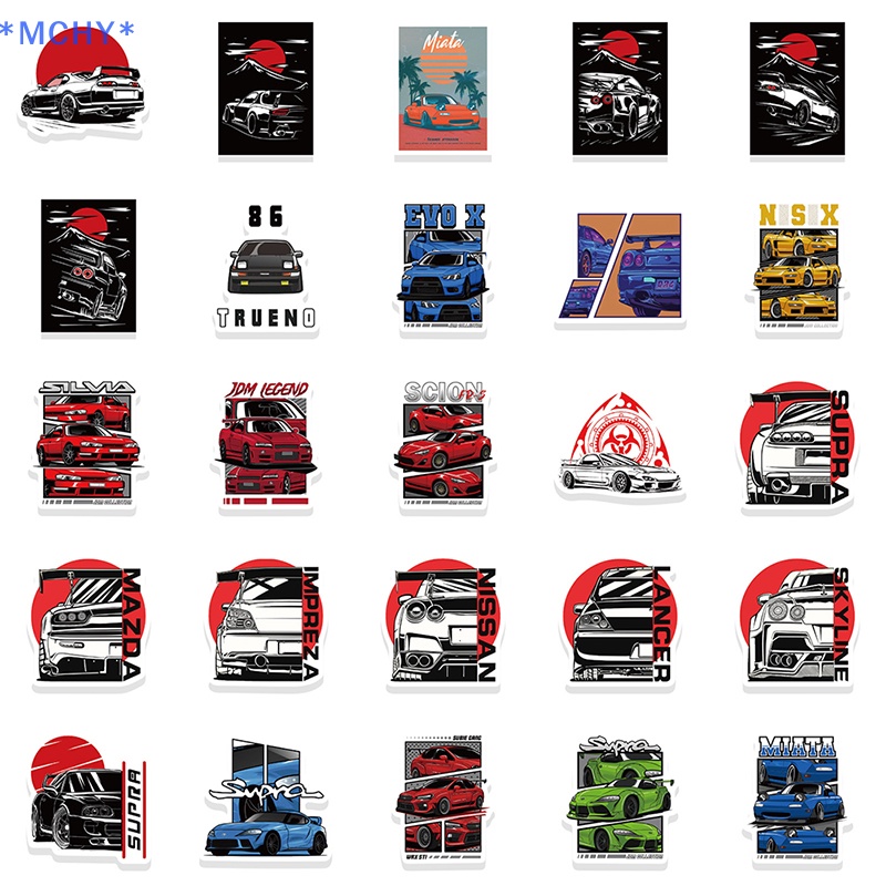 MCHY> 50pcs JDM Retrofit Racing Car Graffiti Stickers Skateboard Phone ...