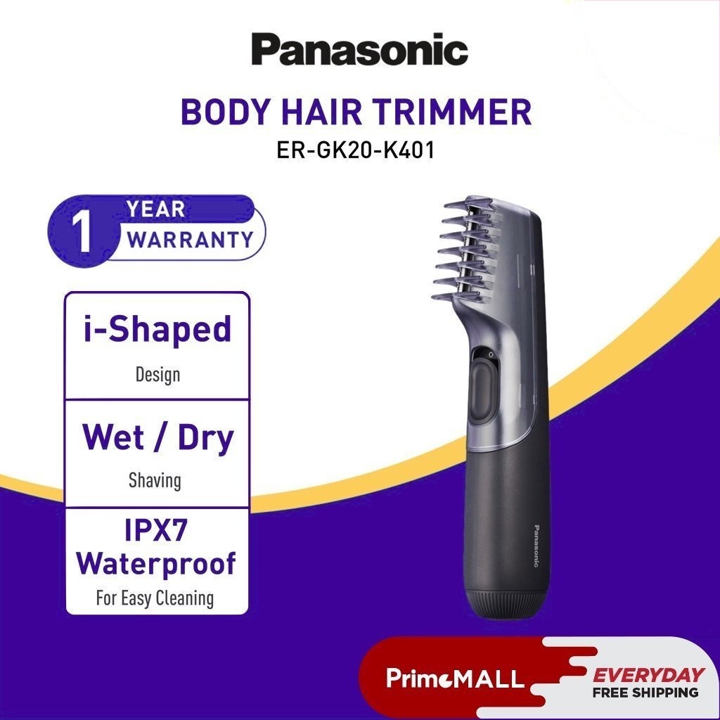 PANASONIC ER-GK20 Battery Operated Body Hair Trimmer Uniform Length ER-GK20-K401 Washable ...