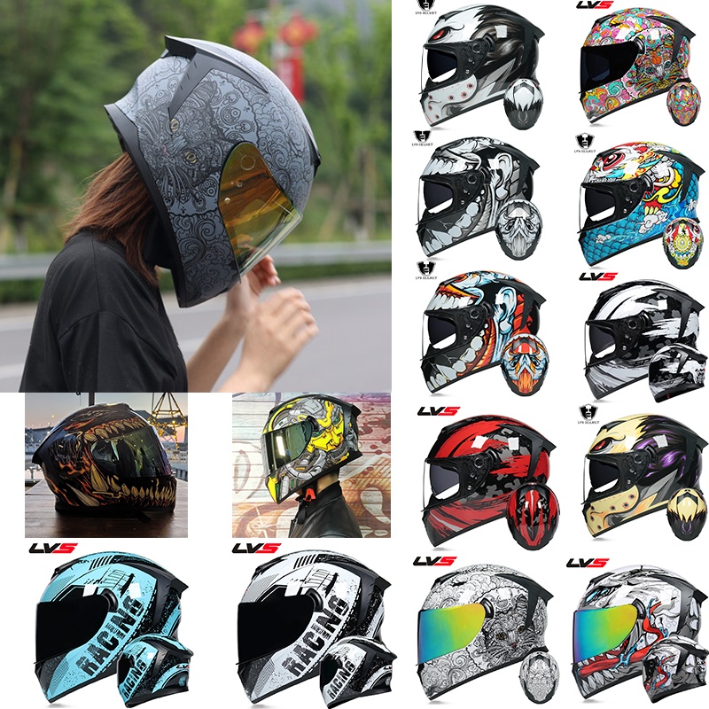 [New Design] Topi Keledar Muka Penuh Motorcycle double lens full face ...