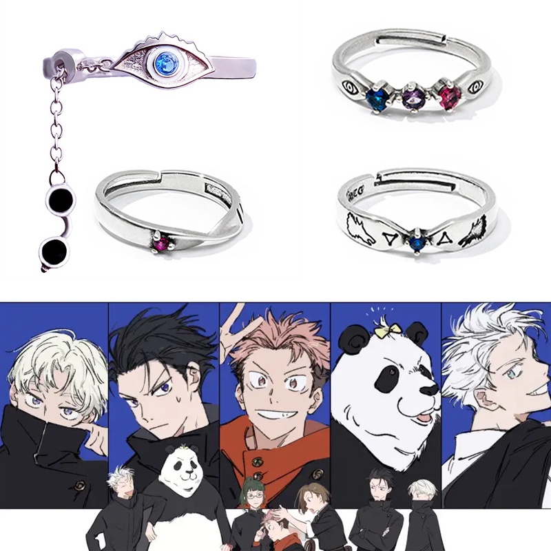 Anime Jujutsu Kaisen Gojo Satoru Itadori Yuji Alloy Rings Cosplay Props ...