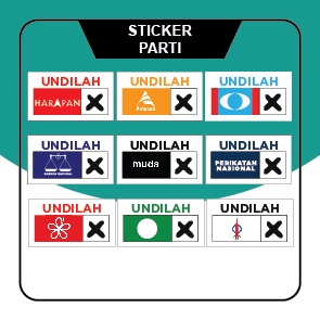 Sticker Kalis Air Undilah BN PAS PKR PH PN PAKATAN HARAPAN PERIKATA ...