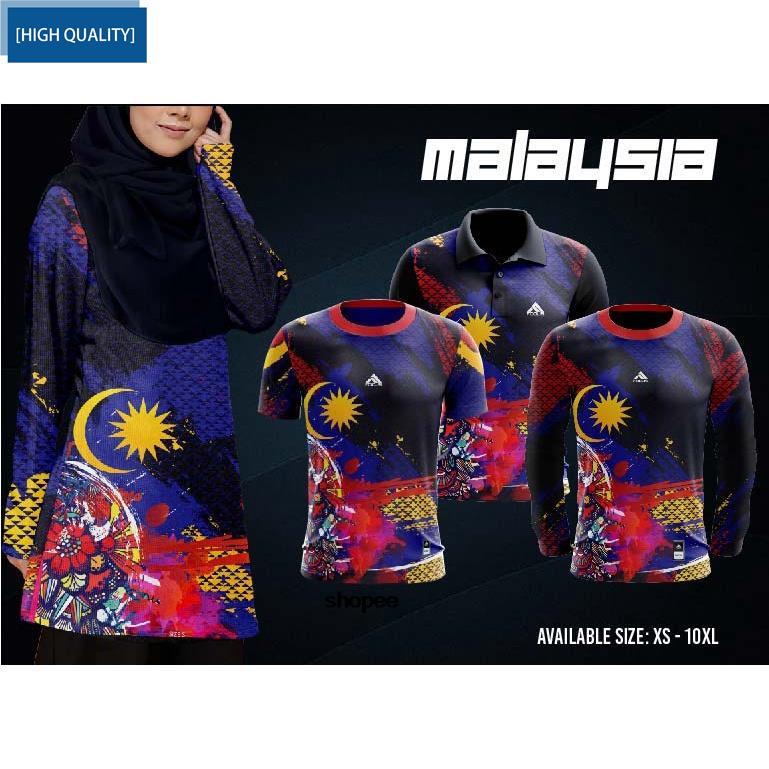 baju Jersi Malaysia Merdeka bulan bintang bunga raya (ORI DESIGN) kolar ...