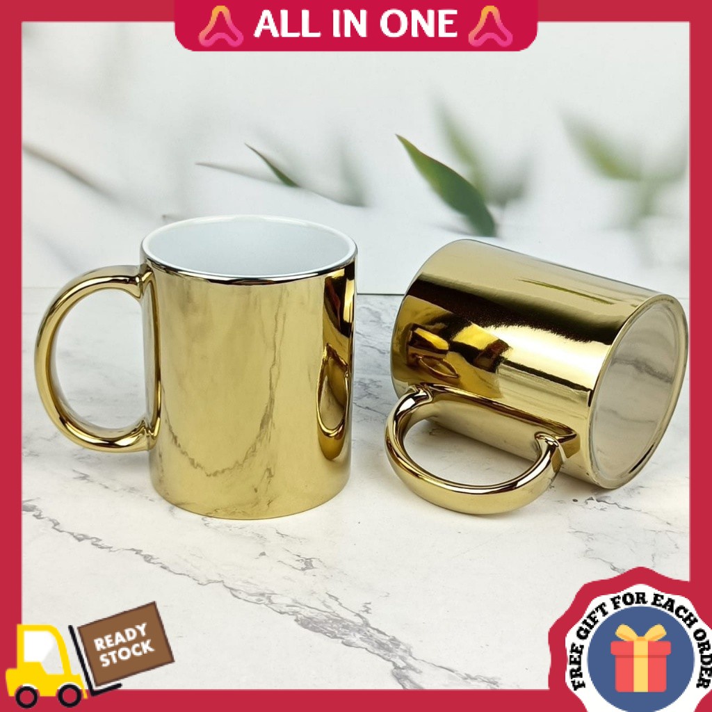 Golden Ceramic Mug Cup Ceramic Mug Coffee Cup Cawan Kopi DoorGift Water ...