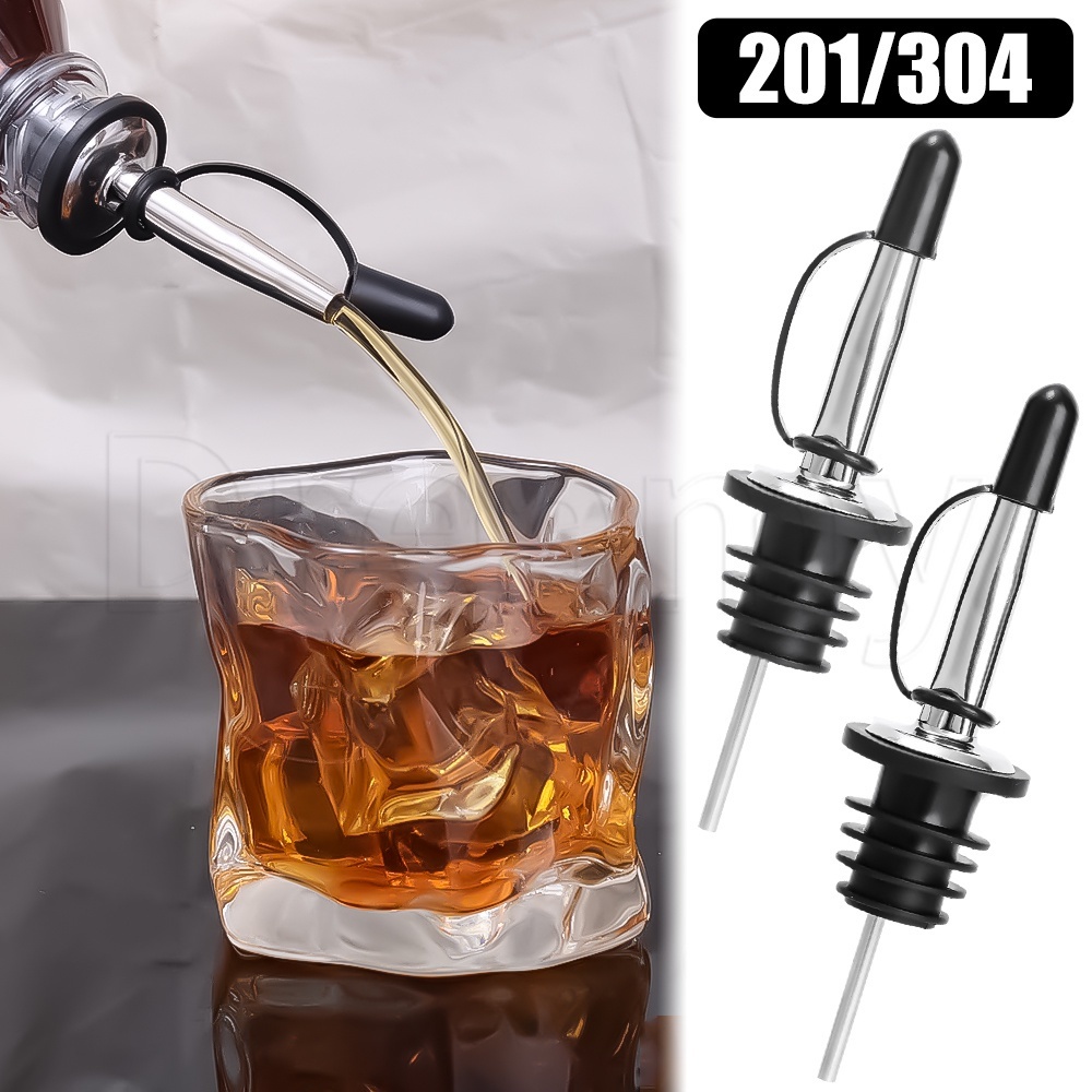 Wine Pourer Spout Stopper Silicone Lock Plug / Stainless Steel Tapered ...
