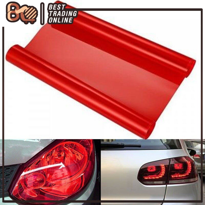 Red Tint Headlights Tail Lights Fog Lights Vinyl Overlay Film 30CM X ...