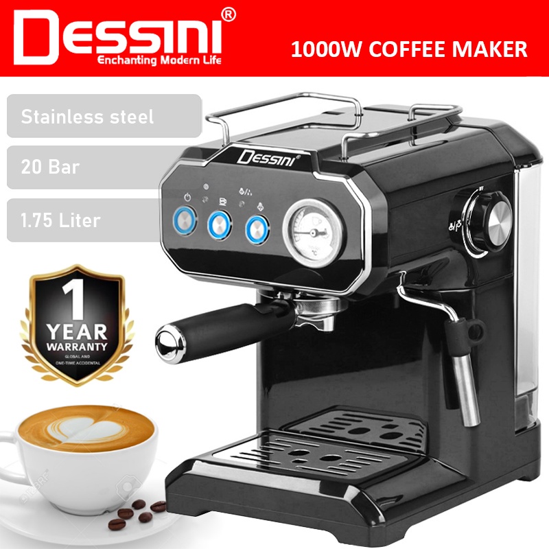 DESSINI ITALY 20 Bar 1.75L Espresso Coffee Maker Brew Froth Cappuccino ...