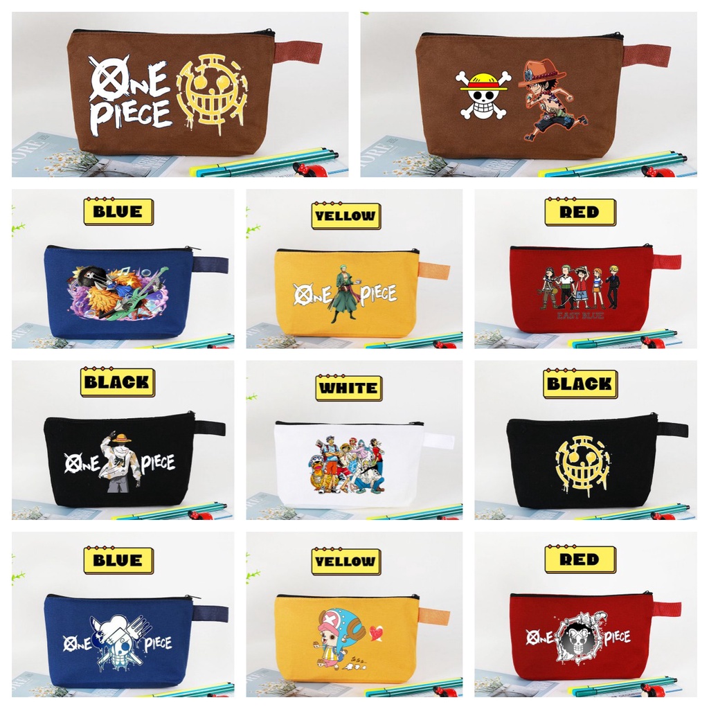 Anime Canvas Bag One Piece Luffy Pen Bag Large Capacity Makeup Storage ...