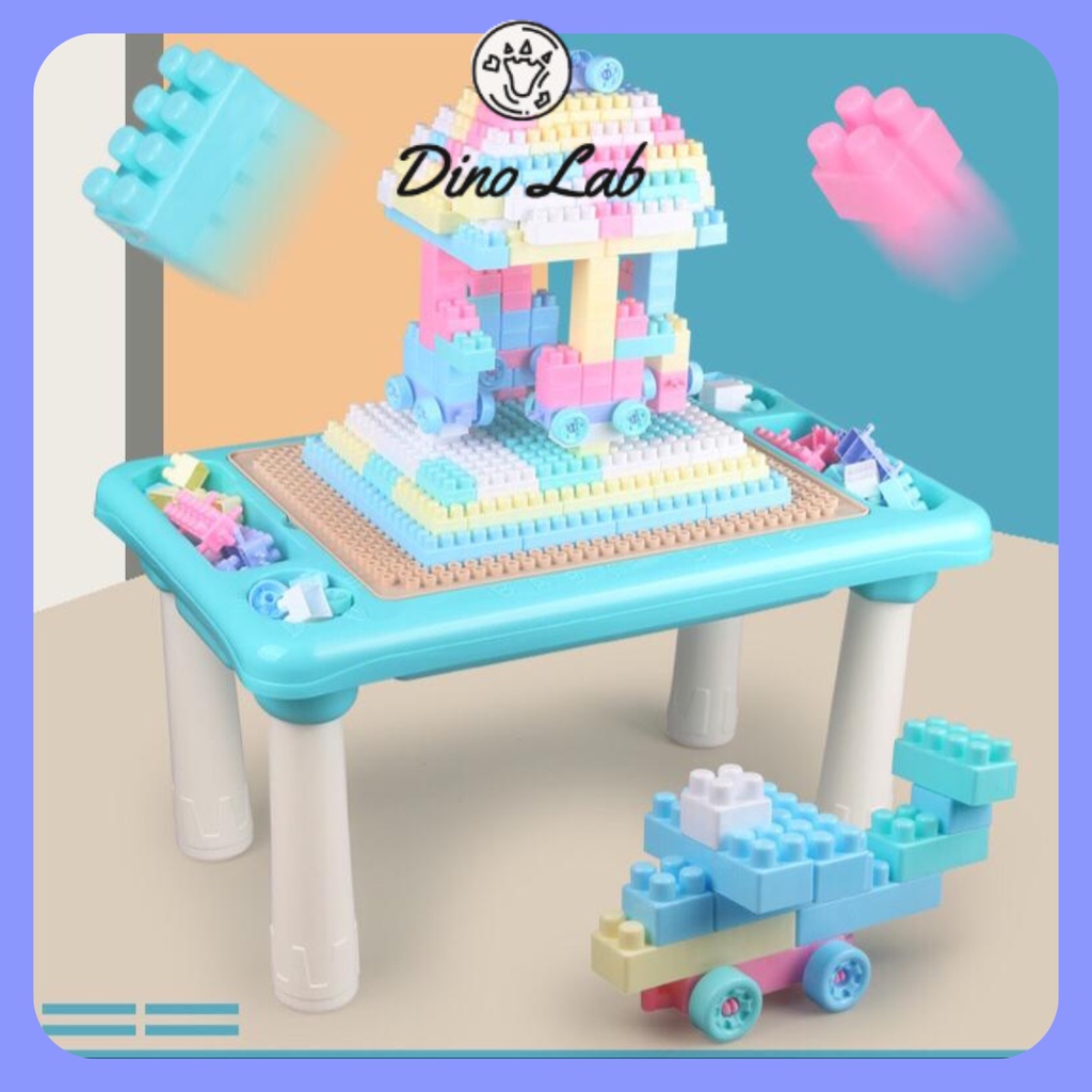 DINOLAB Multipurpose Table Lego with 200pcs Kids DIY Lego Building ...