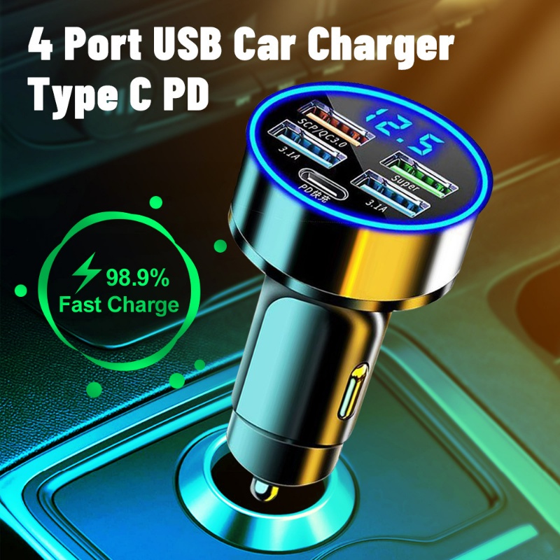 5-Port Car LED Digital Display Charger Universal 150W Fast Charging ...