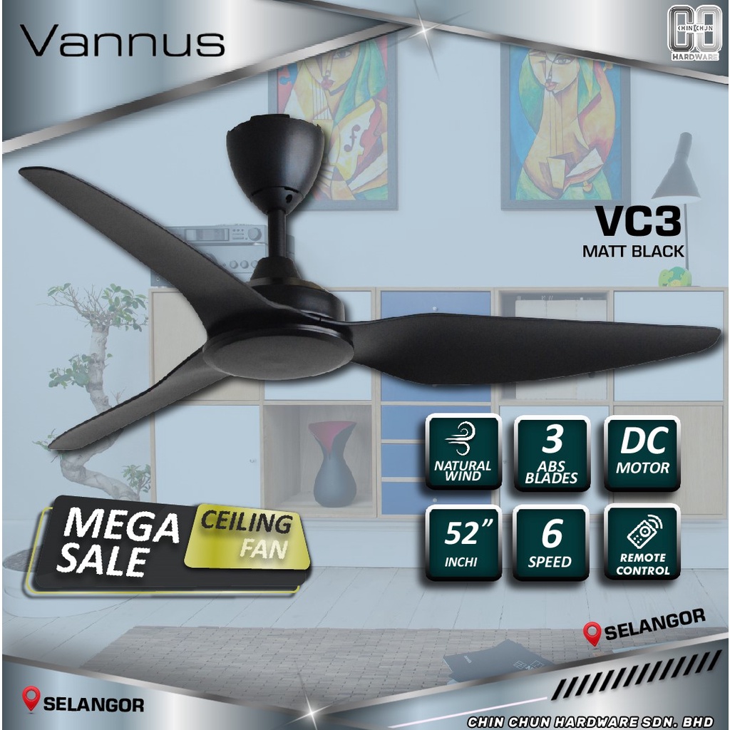 ALPHA VANNUS VC3 3B 52" | VANNUS VC3 | DC MOTOR CEILING FAN WITH 3 ...