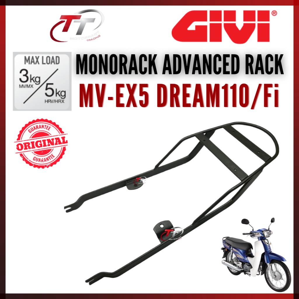 HONDA EX5 DREAM 110 Fi DREAM110 GIVI MV MONORACK MONOTECH MONO RACK CARRIER BOX TAPAK KOTAK RAK ...