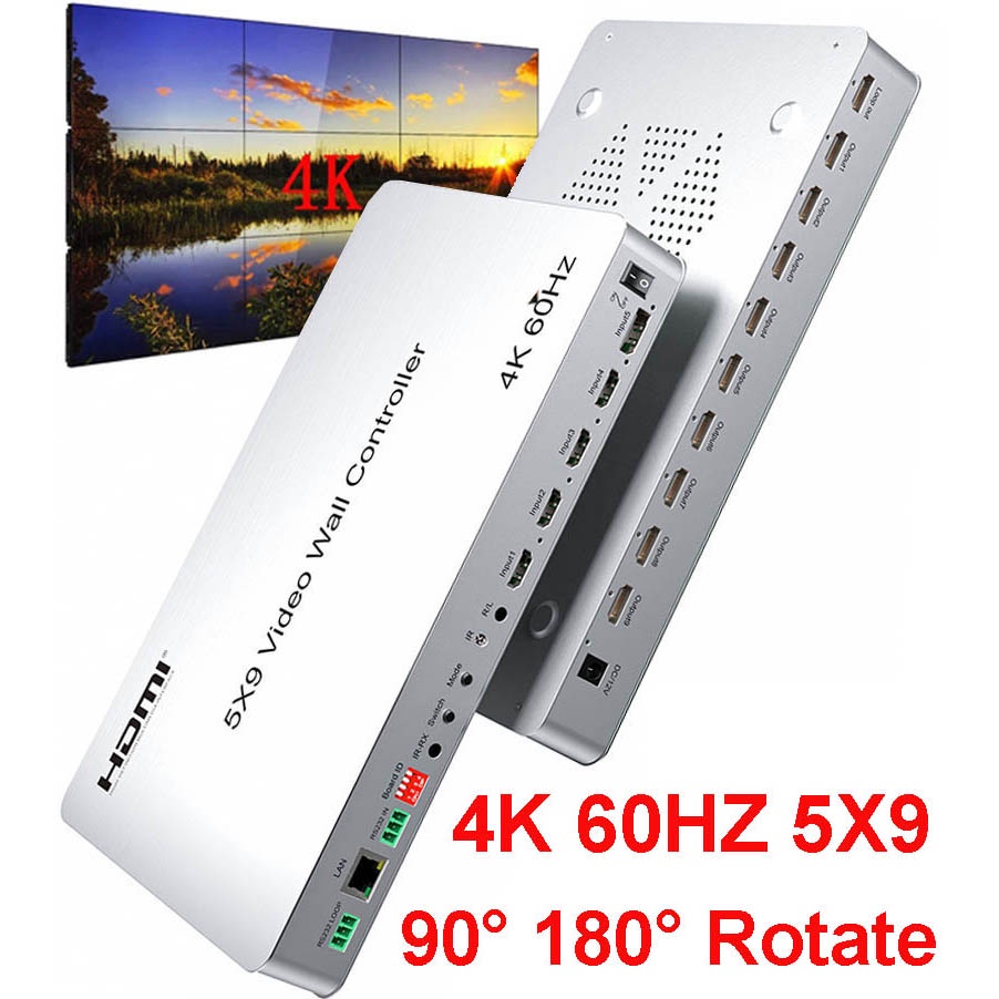 4K 60hz 5x9 HDMI Video Wall Controller 2x2 3x3 2 3 4 5 6 8 9 TV Multi ...