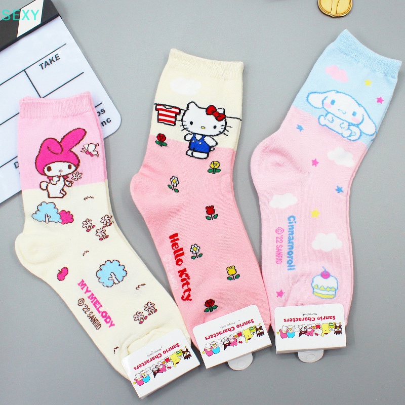 SE Hello Kitty Socks Kawaii Anime Kuromi Melody Cinnamoroll Color ...