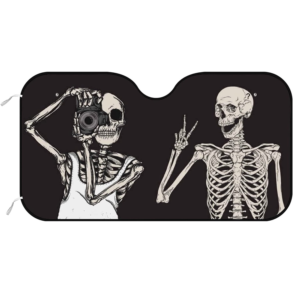 Vantaso Funny Skull Car Windshield Sunshade Cute Skeleton, Car Front ...