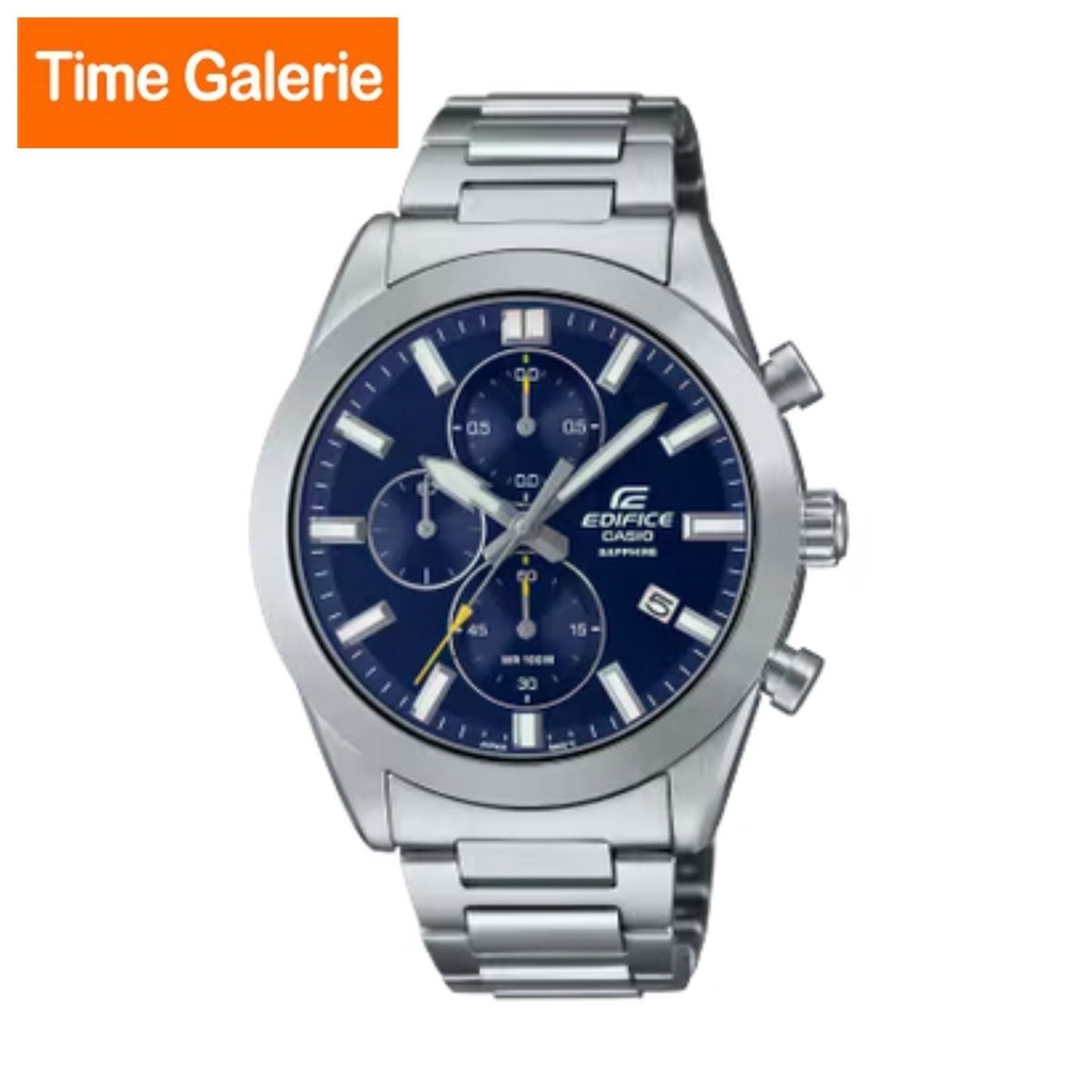 CASIO EDIFICE Silver Stainless Steel with Blue Dial Band Men Watch EFB ...