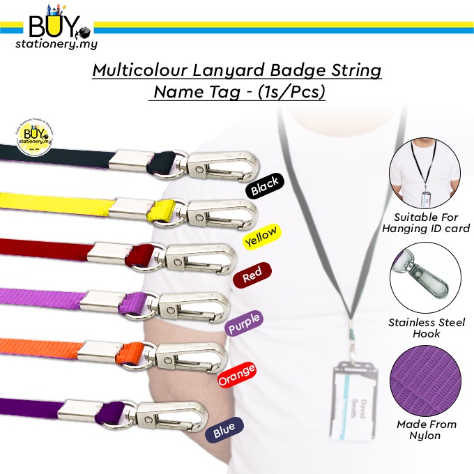 Flat Colour Nylon Lanyard 44cm Badge String Name Tag 13293 - (1s/Pcs ...