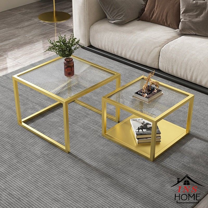 Coffee Table Square Glass Side Table Living Room Glass Sofa Side Table ...