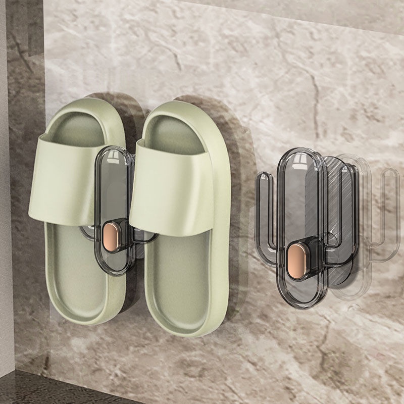 Bathroom Slipper Rack Wall-mounted Punch Free Slipper Storage Rack ...