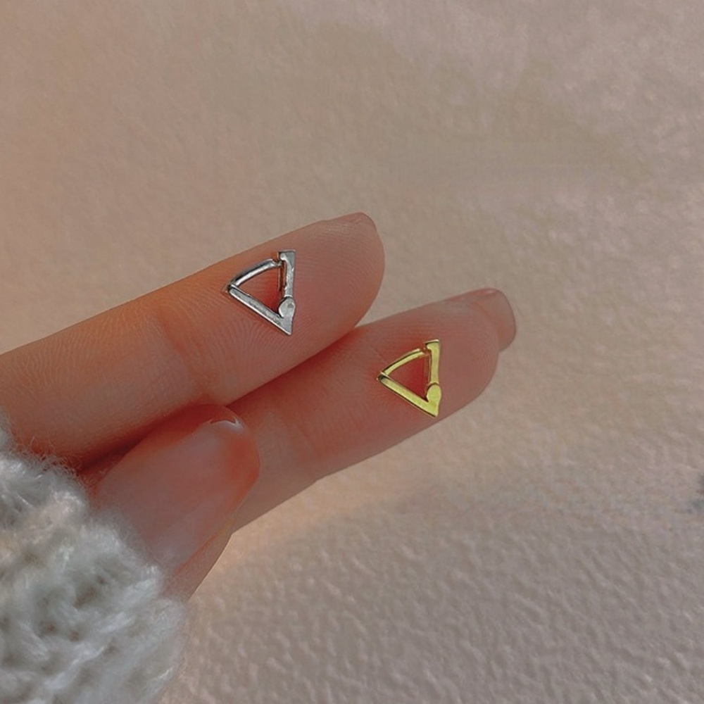 14k Triangle Hoop Earrings for Women Piercing Hikaw Silver Stud Earings ...