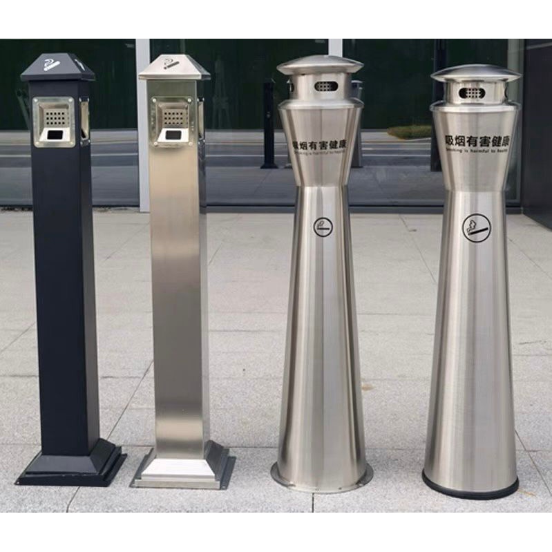 Stainless Steel Floor Trash Bin Vertical Ashtray Dustbin Cigarette ...