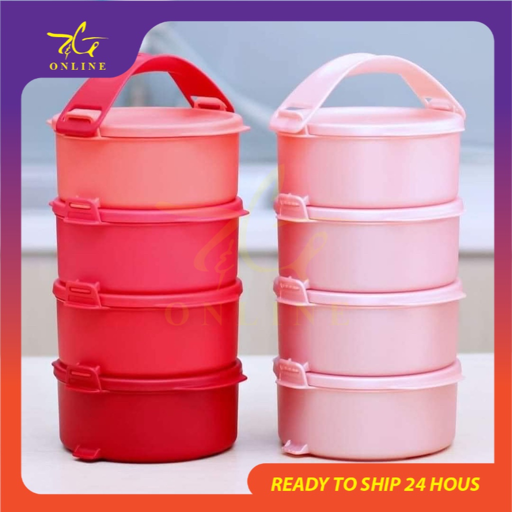 Tupperware 550ml TupTiffin Duo Set Gold Rose Pink Red Maroon Peach ...
