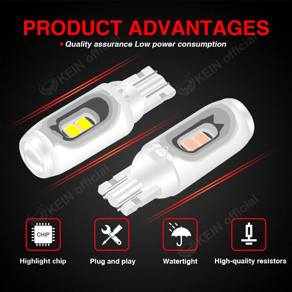 KEIN 2PCS Normal Flash T10 Led Bulb Turn Signal Light W5W 194 Width ...