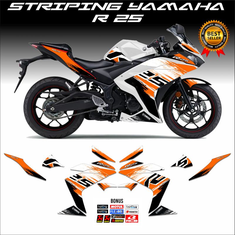 Striping/sticker Yamaha R25 Livery Graphic R25/Decal Sticker Motorcycle ...