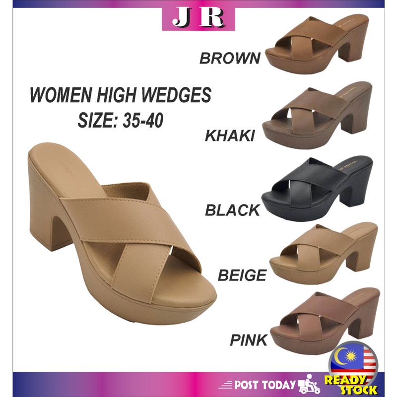 JR women cross style heels shoe women wedges/kasut wedges wanita- 8313 ...