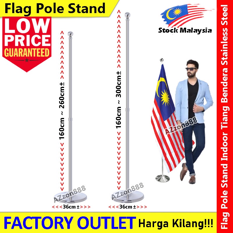 Flag Pole Stand Indoor Tiang Bendera Stainless Steel Flag Pole With ...