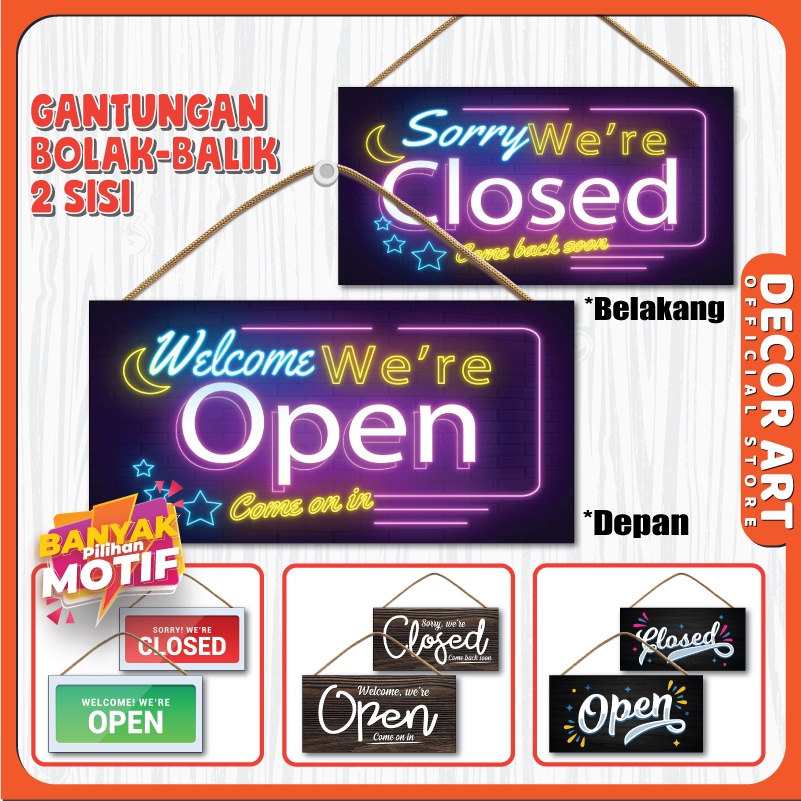 GANTUNGAN DecorArt 20x10 Cm - Open Closed Sign Hanger, Open and close ...