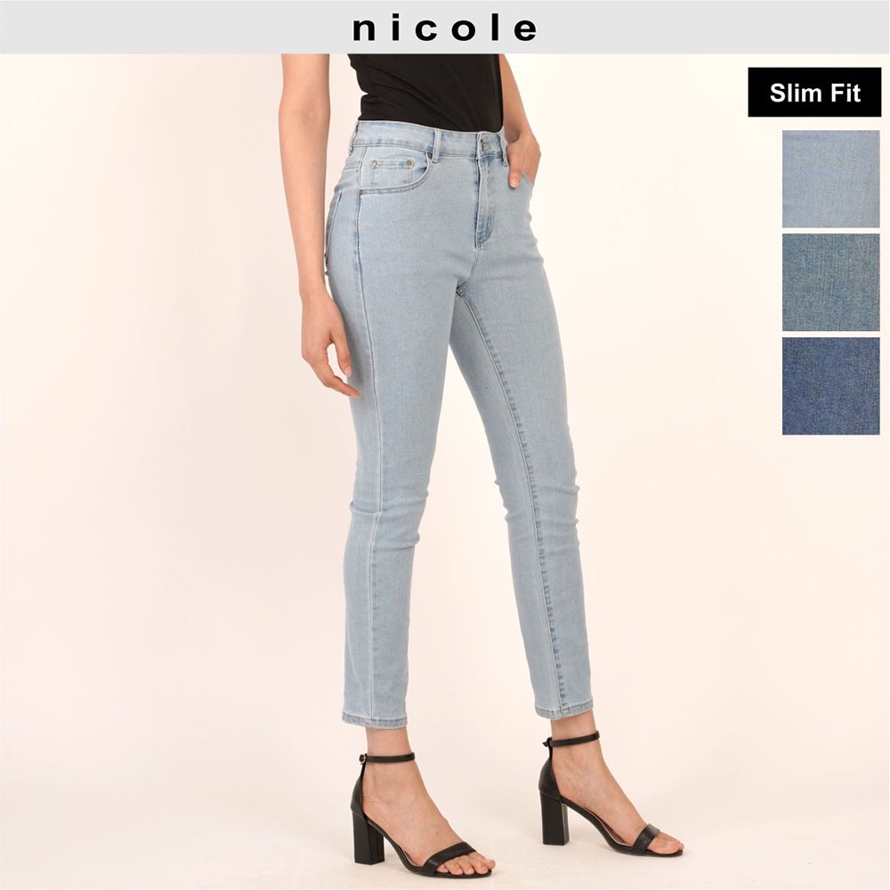 Nicole High Rise Slim Fit Stretchable Denim (3 Color) | Shopee Malaysia